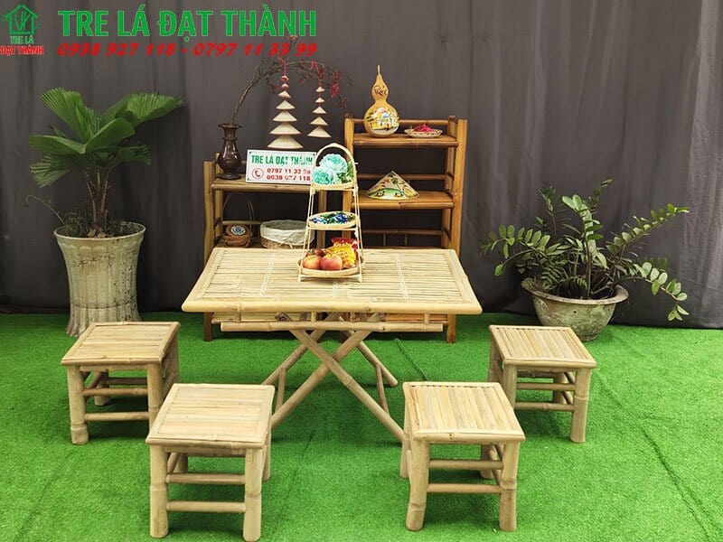 Bộ Bàn Ghế Tre Mini Nhỏ Gọn Giá Rẻ - Tre Lá Đạt Thành